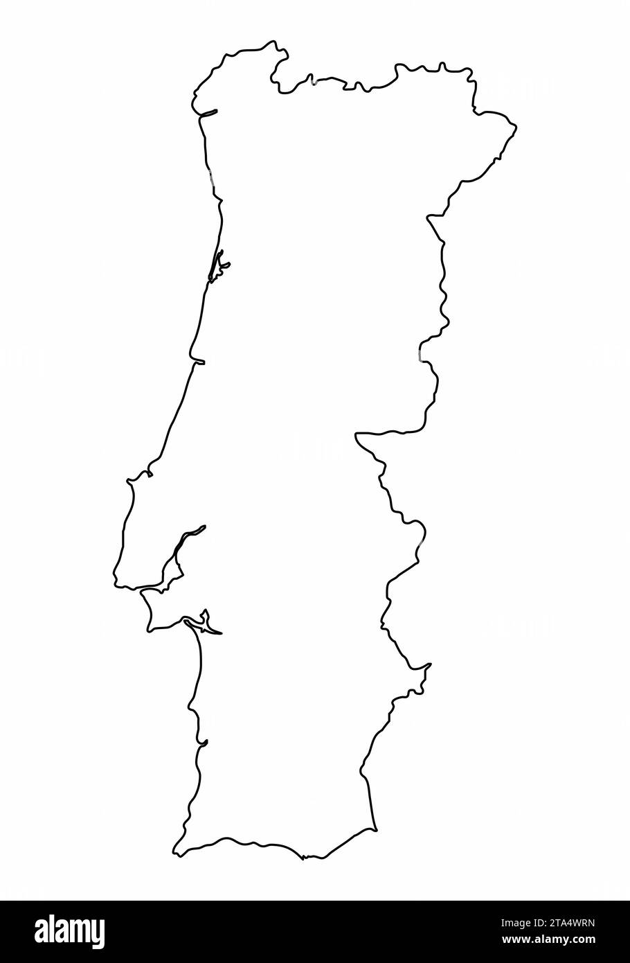 The outline map of Portugal isolated on white background Stock Vector ...