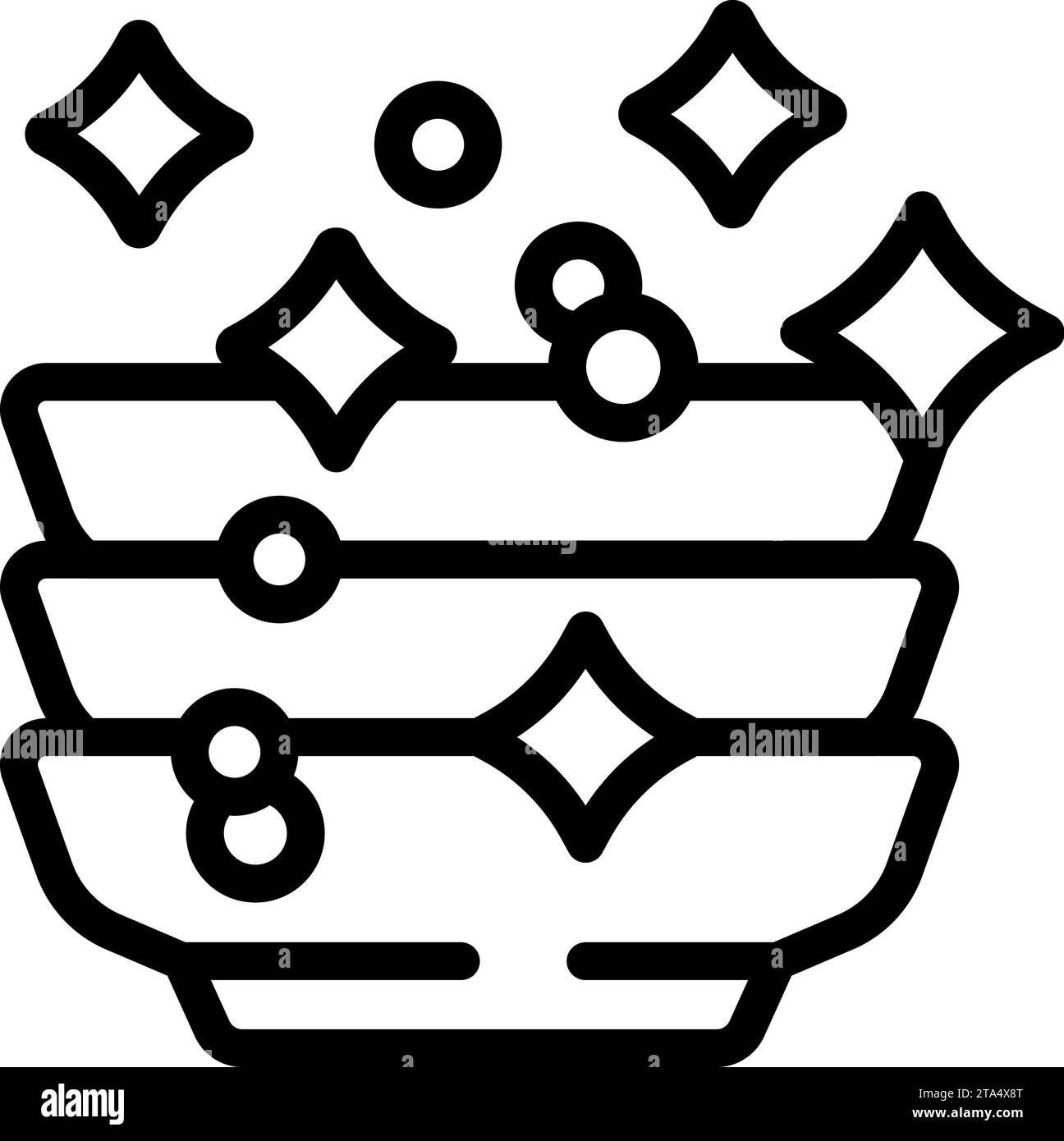 Clean shiny bowls icon outline vector. Washing soiled dishes ...