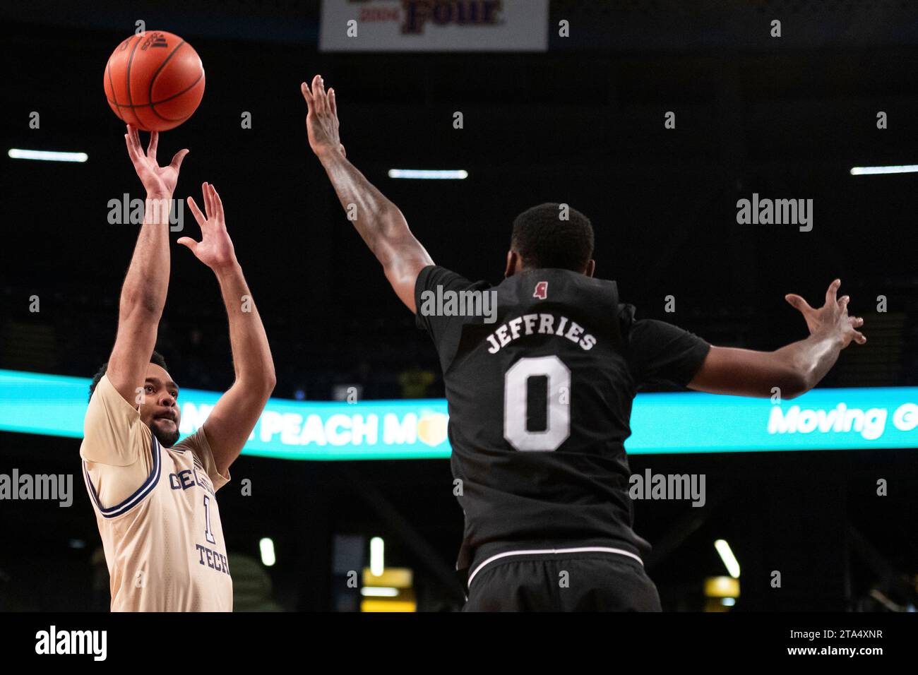 Georgia Tech guard Kyle Sturdivant (1) shoots against Mississippi State ...
