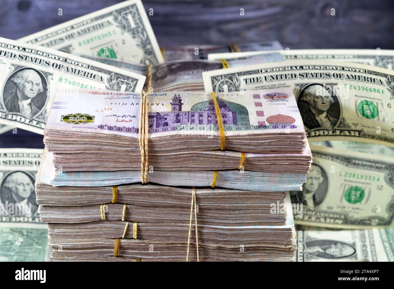 Stacks of Egypt money banknote bills EGP LE thousands of Pounds ...