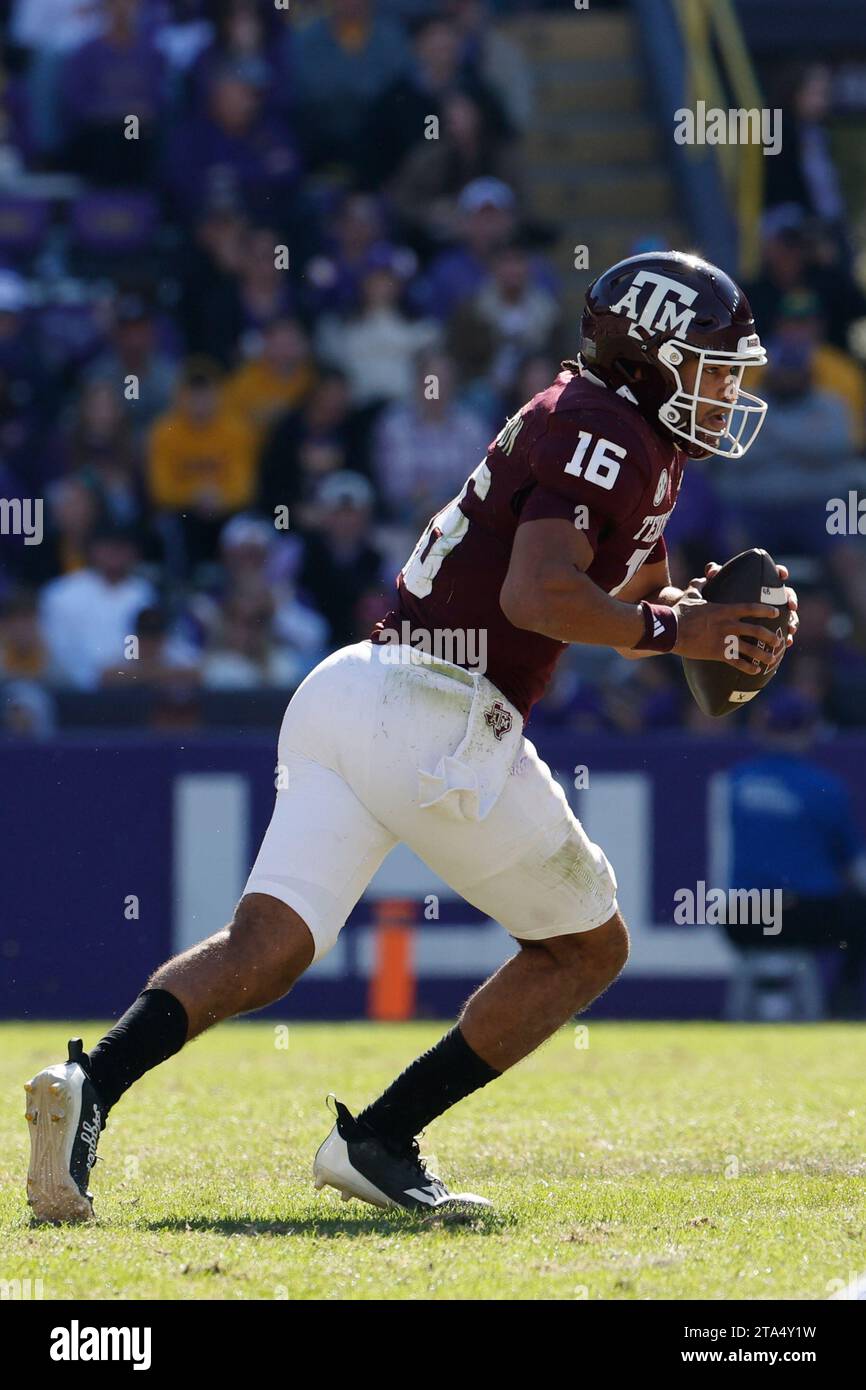Texas A&M quarterback Jaylen Henderson (16) looks to pass during an ...
