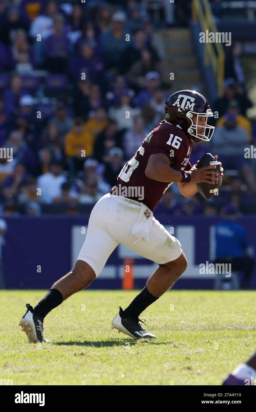 Texas A&M quarterback Jaylen Henderson (16) looks to pass during an ...