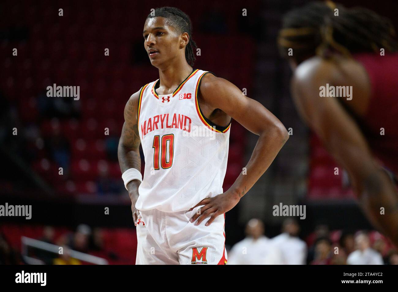 College Park, MD, USA. 28th Nov, 2023. Maryland Terrapins forward ...