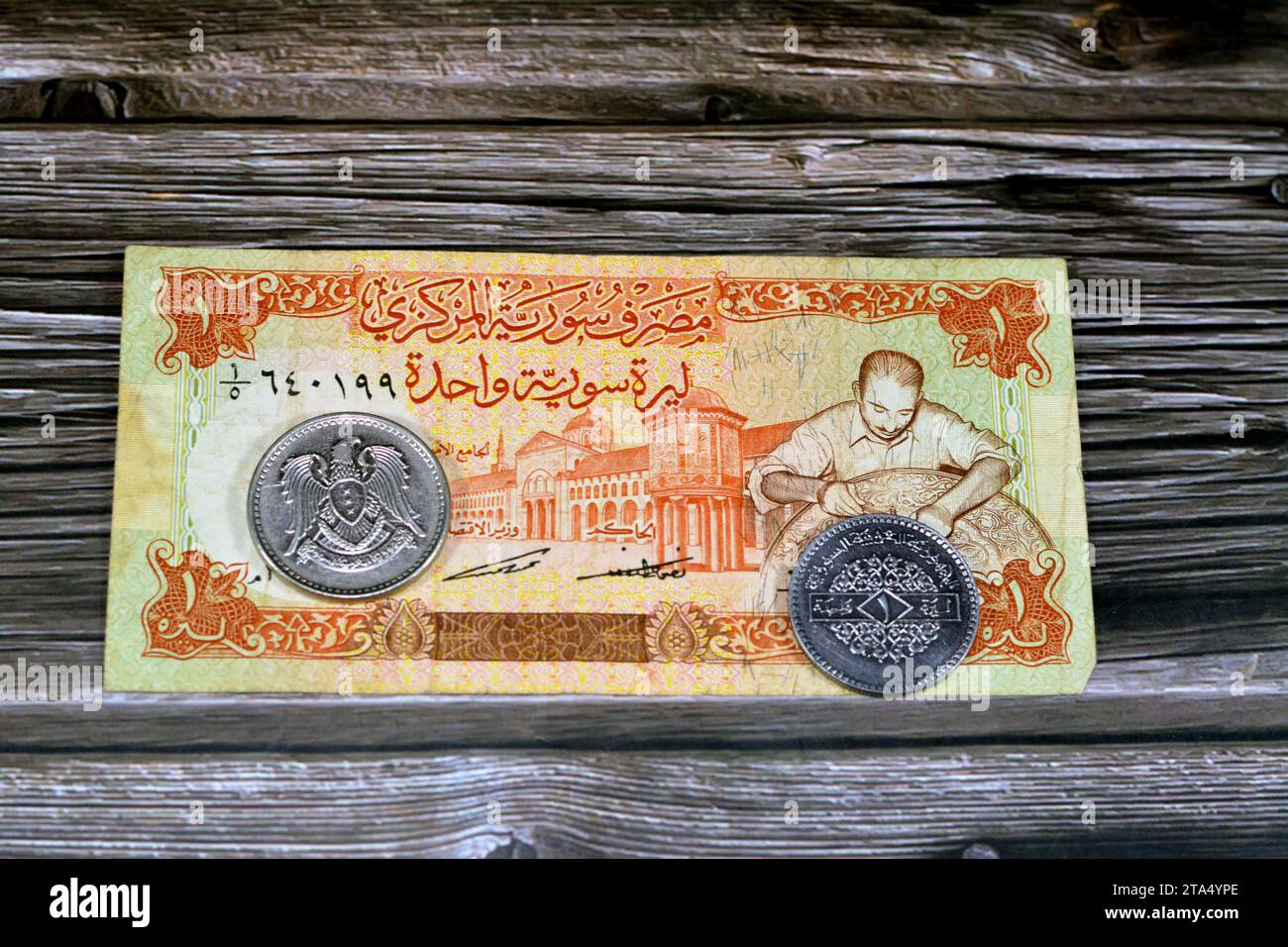 Syrian money background of old coins and banknotes of Livres Liras of ...