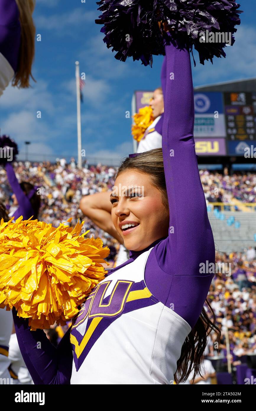 A LSU cheerleader during an NCAA college football game against Texas A ...
