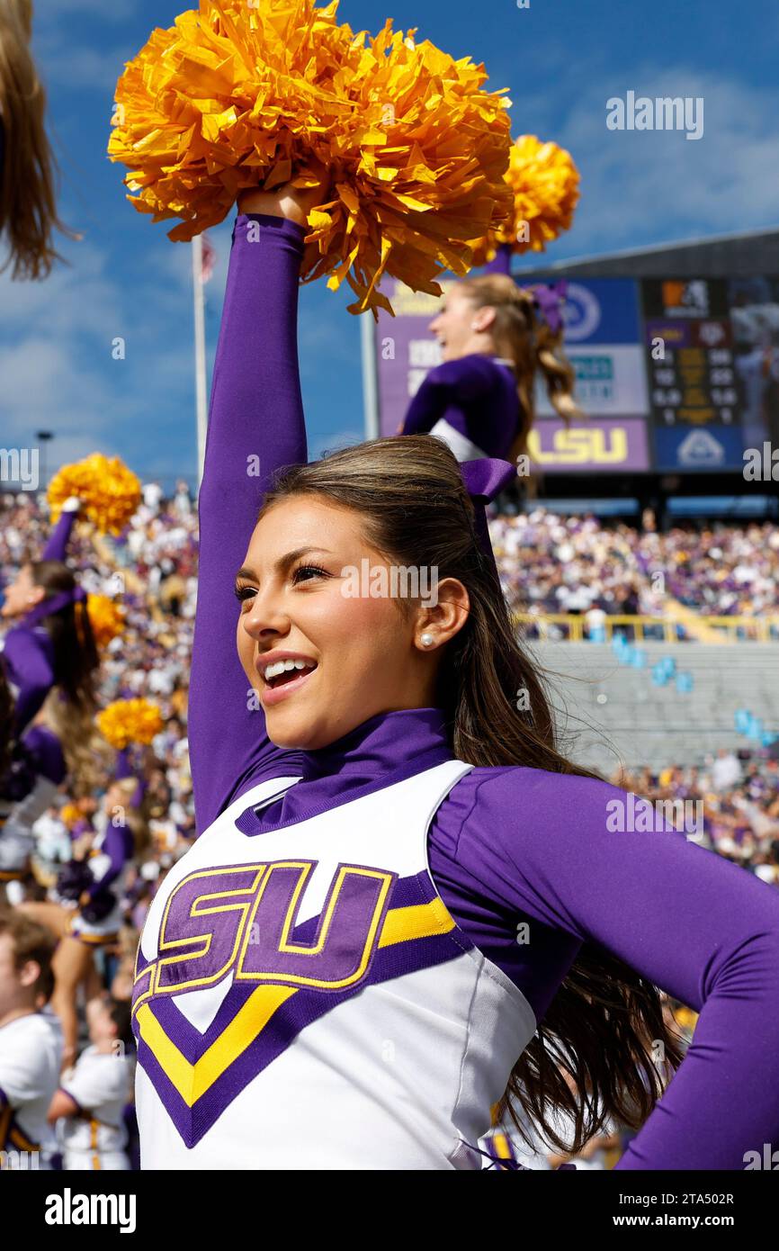 A LSU cheerleader during an NCAA college football game against Texas A ...