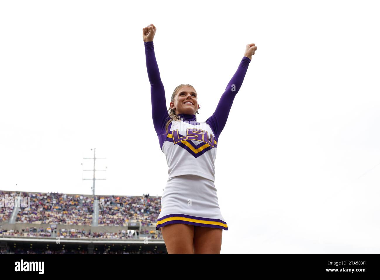 A LSU cheerleader during an NCAA college football game against Texas A ...