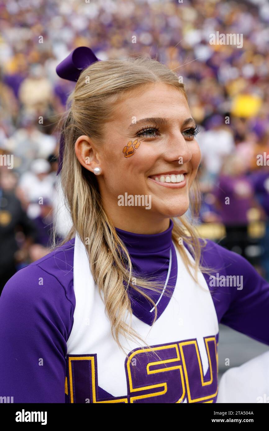 A LSU cheerleader during an NCAA college football game against Texas A ...