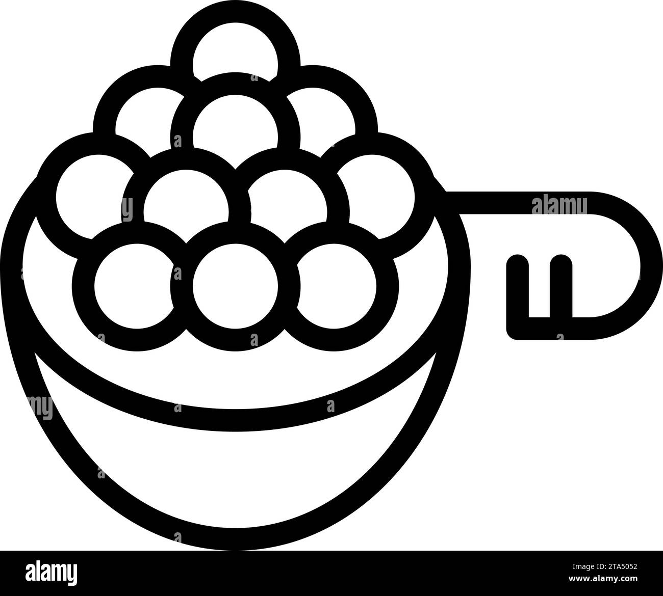 Vessel with tapioca pearls icon outline vector. Delectable bubble tea. Smooth chilled balls ...