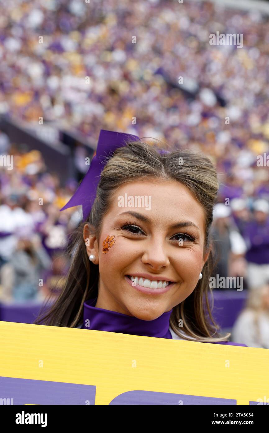 A LSU cheerleader during an NCAA college football game against Texas A ...