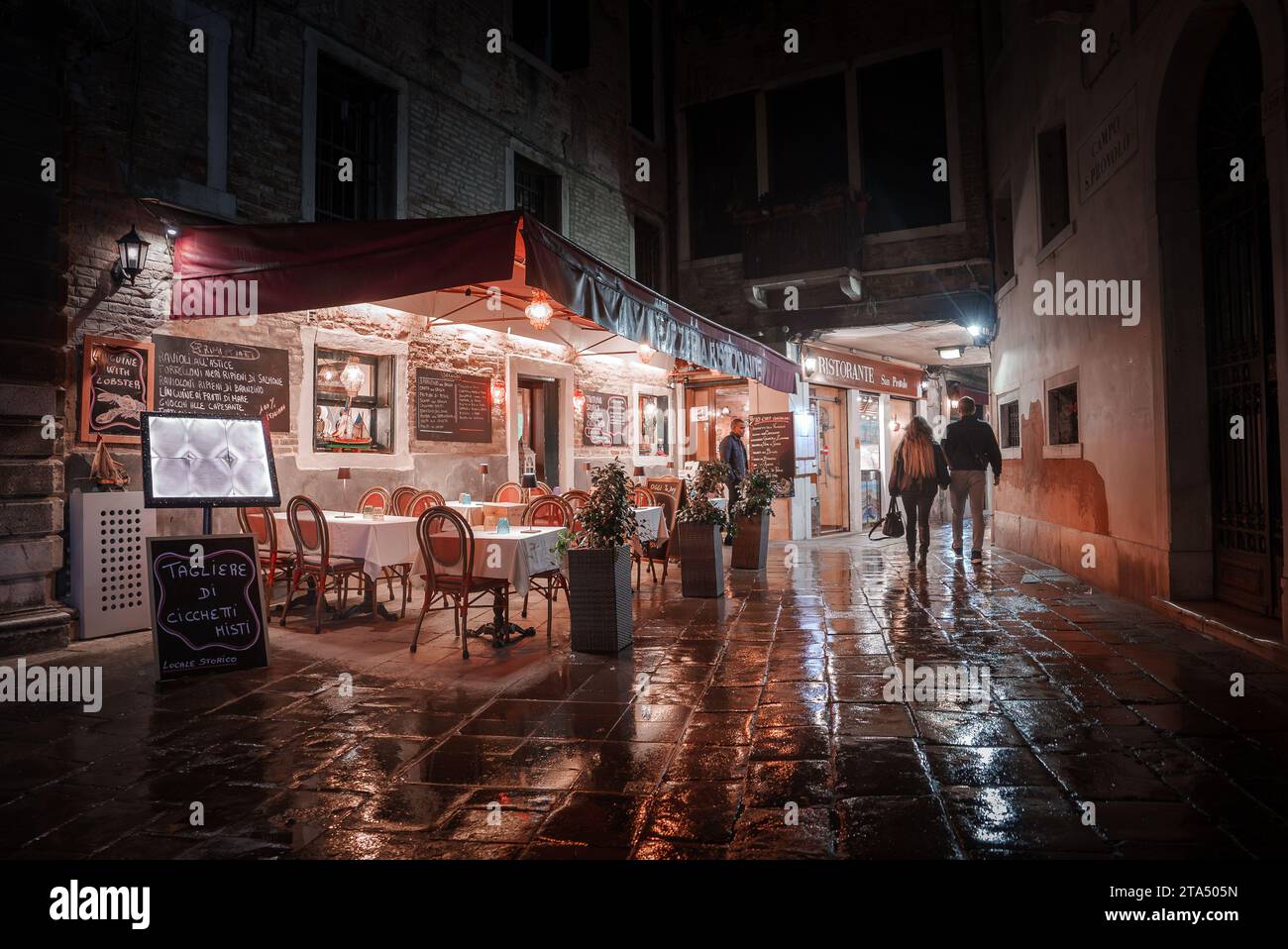 Enchanting Rainy Night View of Venice Italy with Moody Atmosphere and ...
