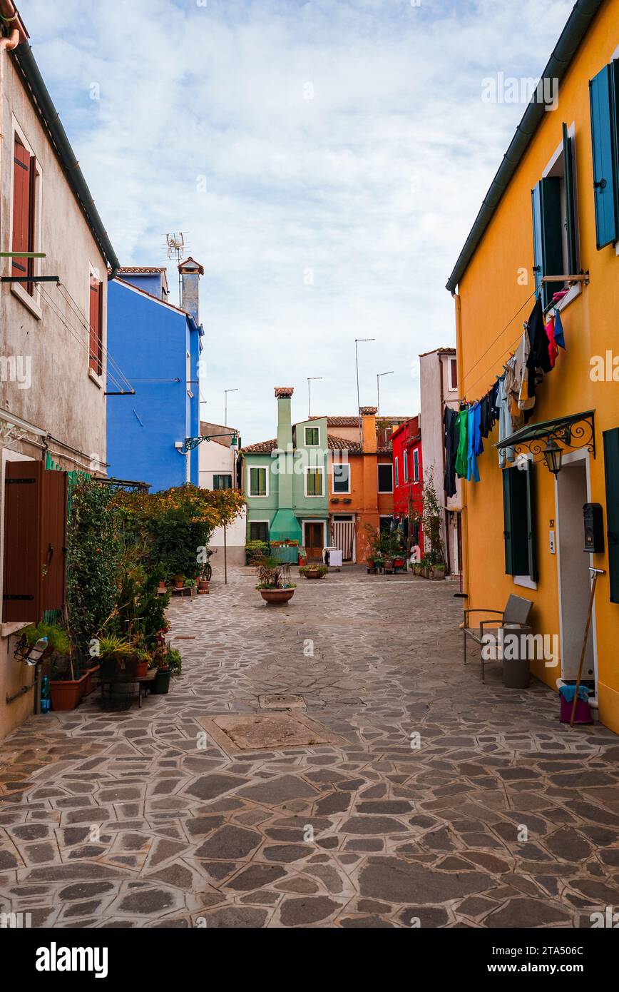 Charming and Colorful Cobblestone Street in Burano, Italy - Quaint ...