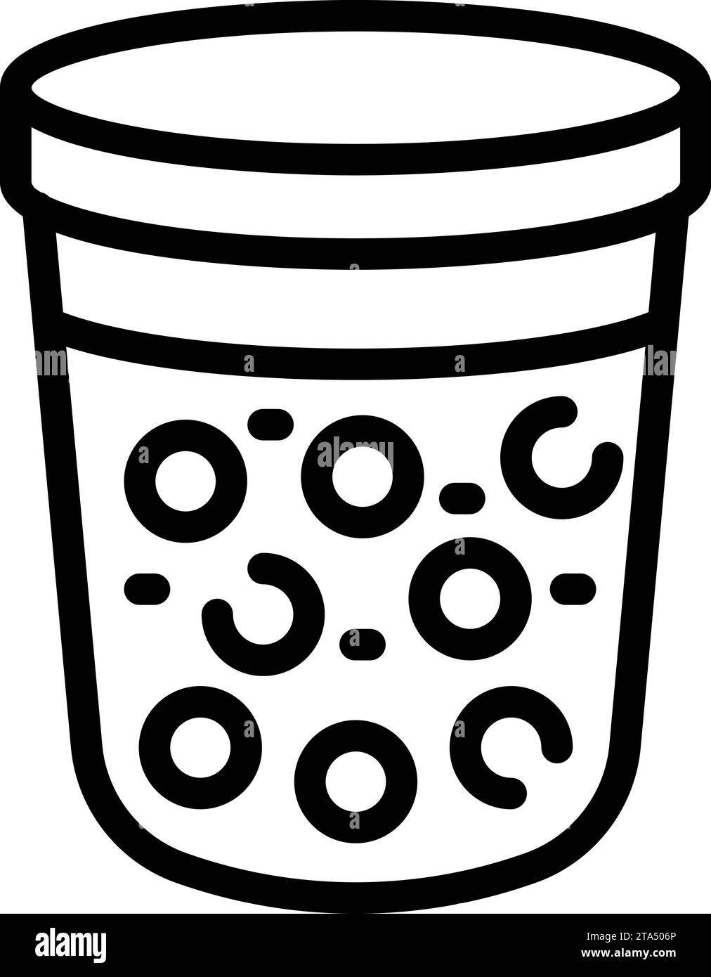 Oriental bubble tea cup icon outline vector. Taiwanese Boba pearl tea. Sweet chilled balls ...