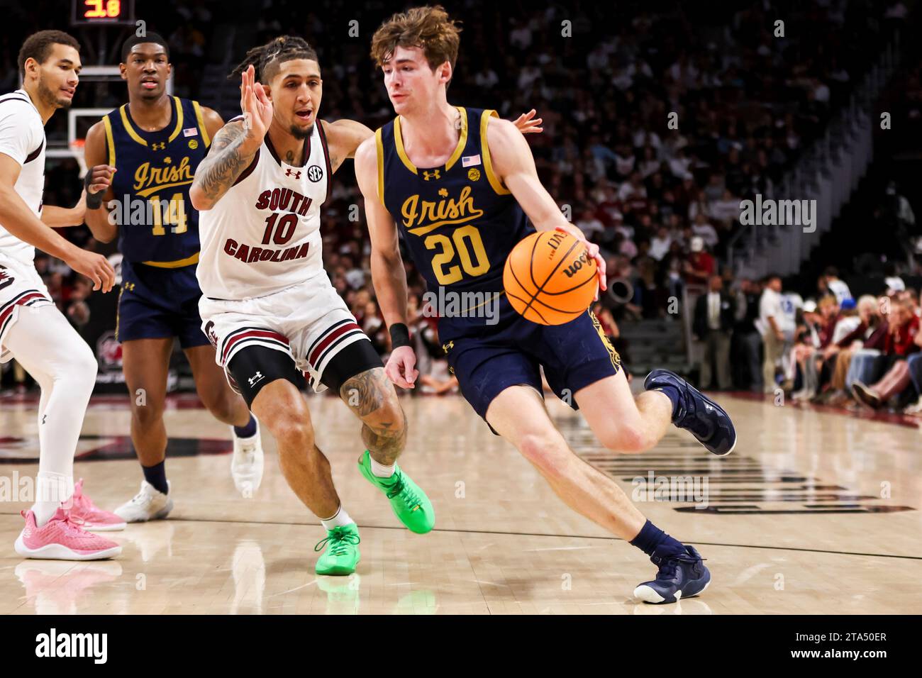 COLUMBIA, SC - NOVEMBER 28: Myles Stute #10 of the South Carolina ...