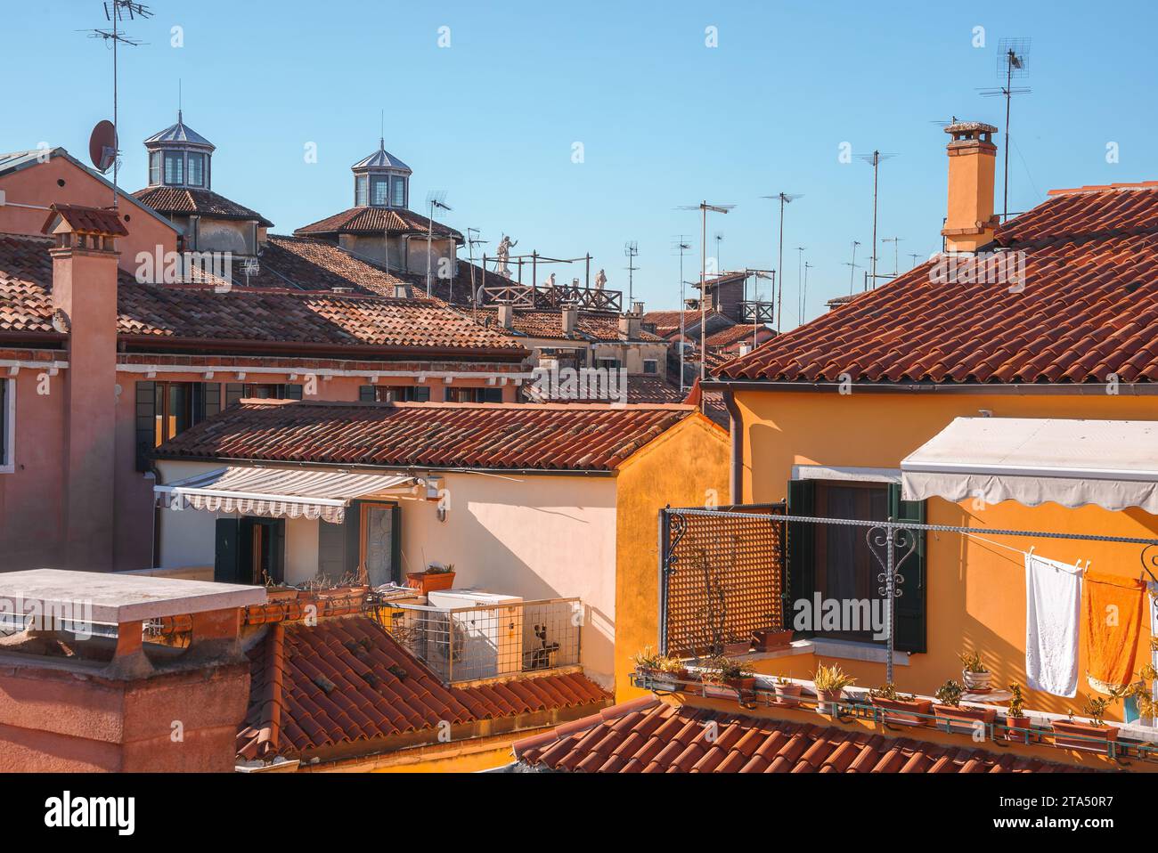 Venice Italy Rooftop Cityscape with Orange Terracotta Tiles and ...