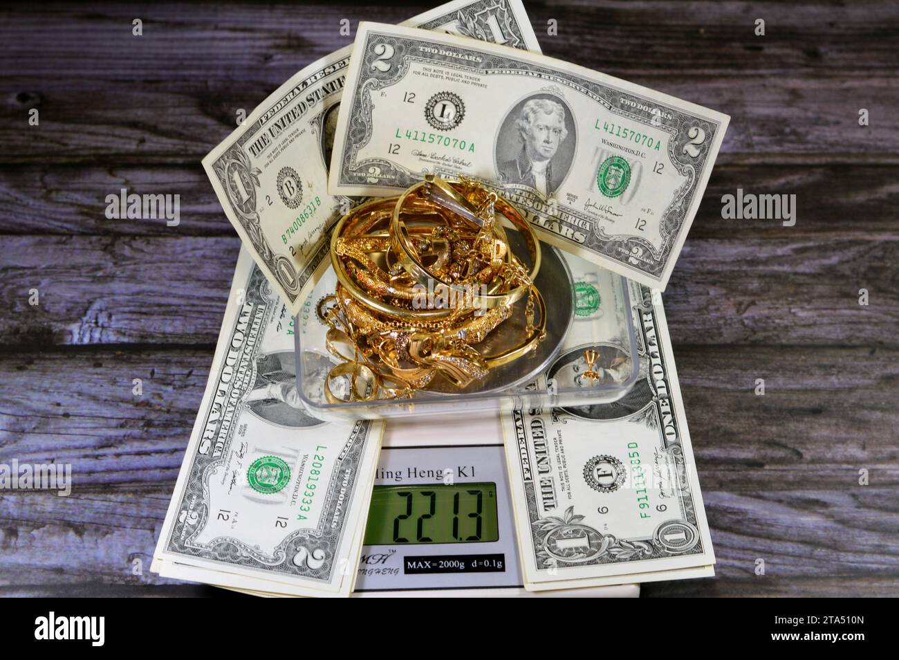 Cairo, Egypt, November 9 2023: Pile stack of gold on a digital Ming ...