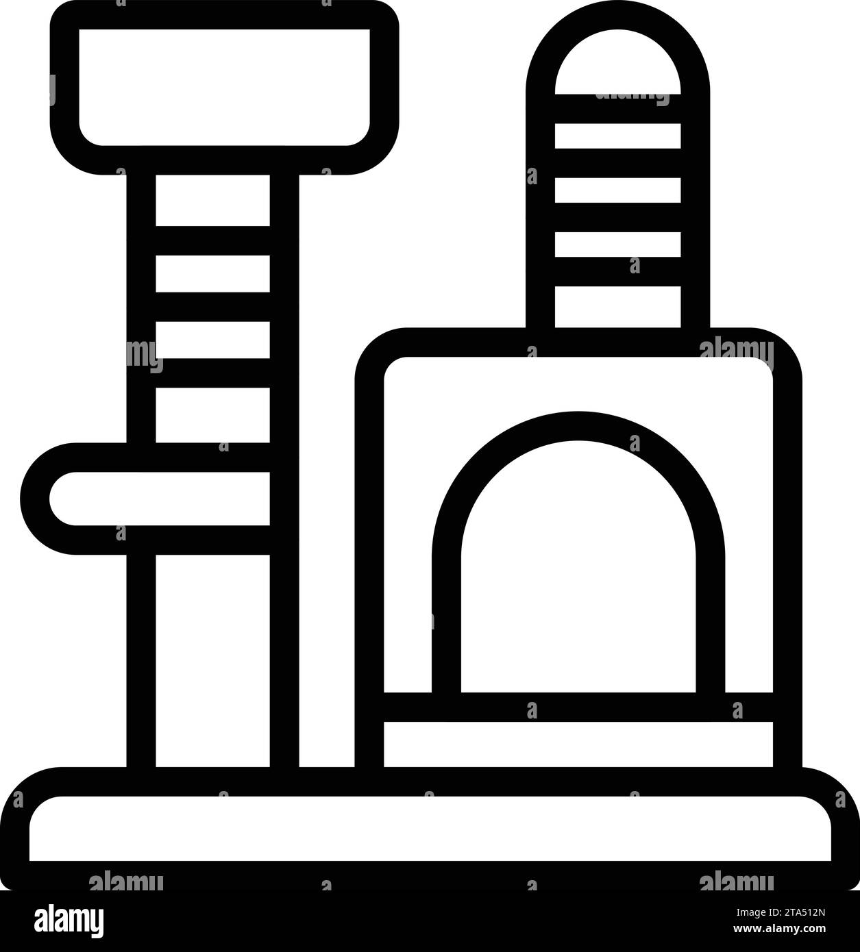 Multi Level Cat Scratcher Icon Outline Vector Cozy Soft Kitten Sleeper Playing Kitty Furniture 