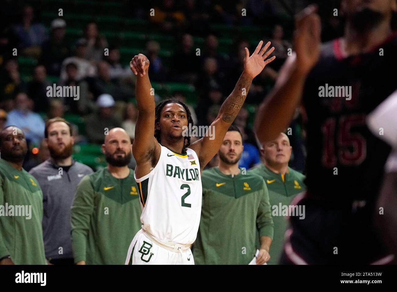 Baylor guard Jayden Nunn (2) shoots during the second half of an NCAA ...