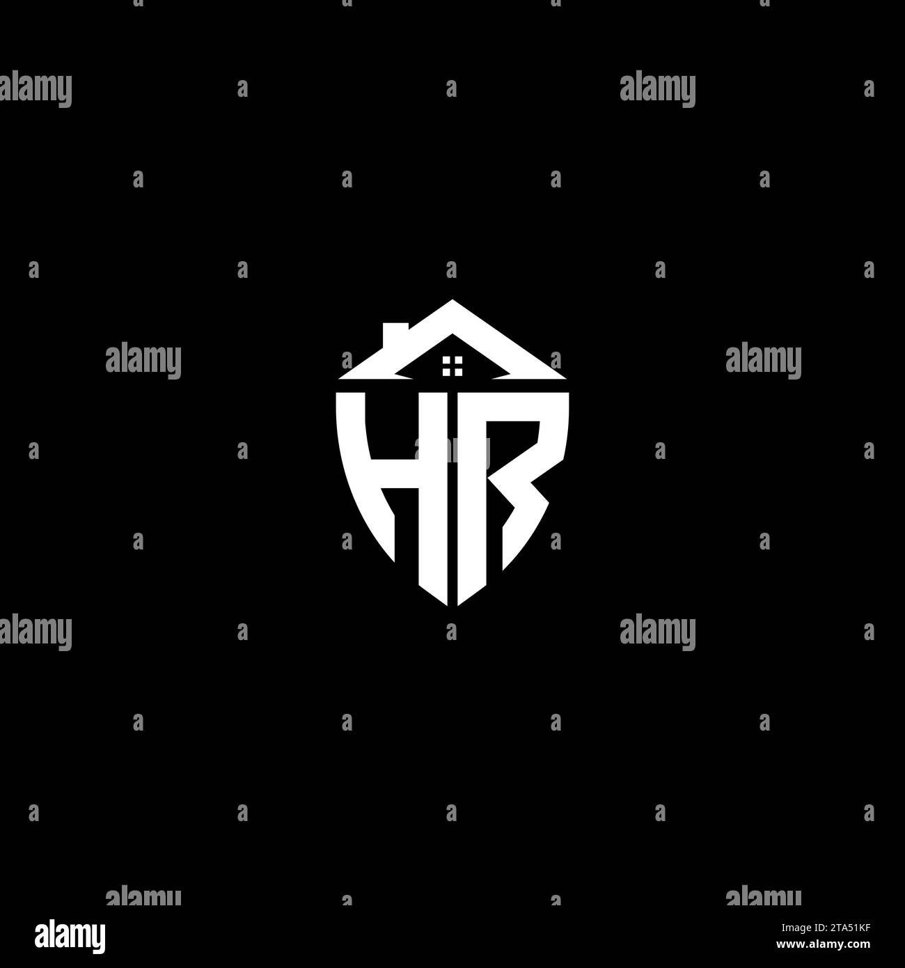HR initials premium shield logo monogram with home designs modern ...