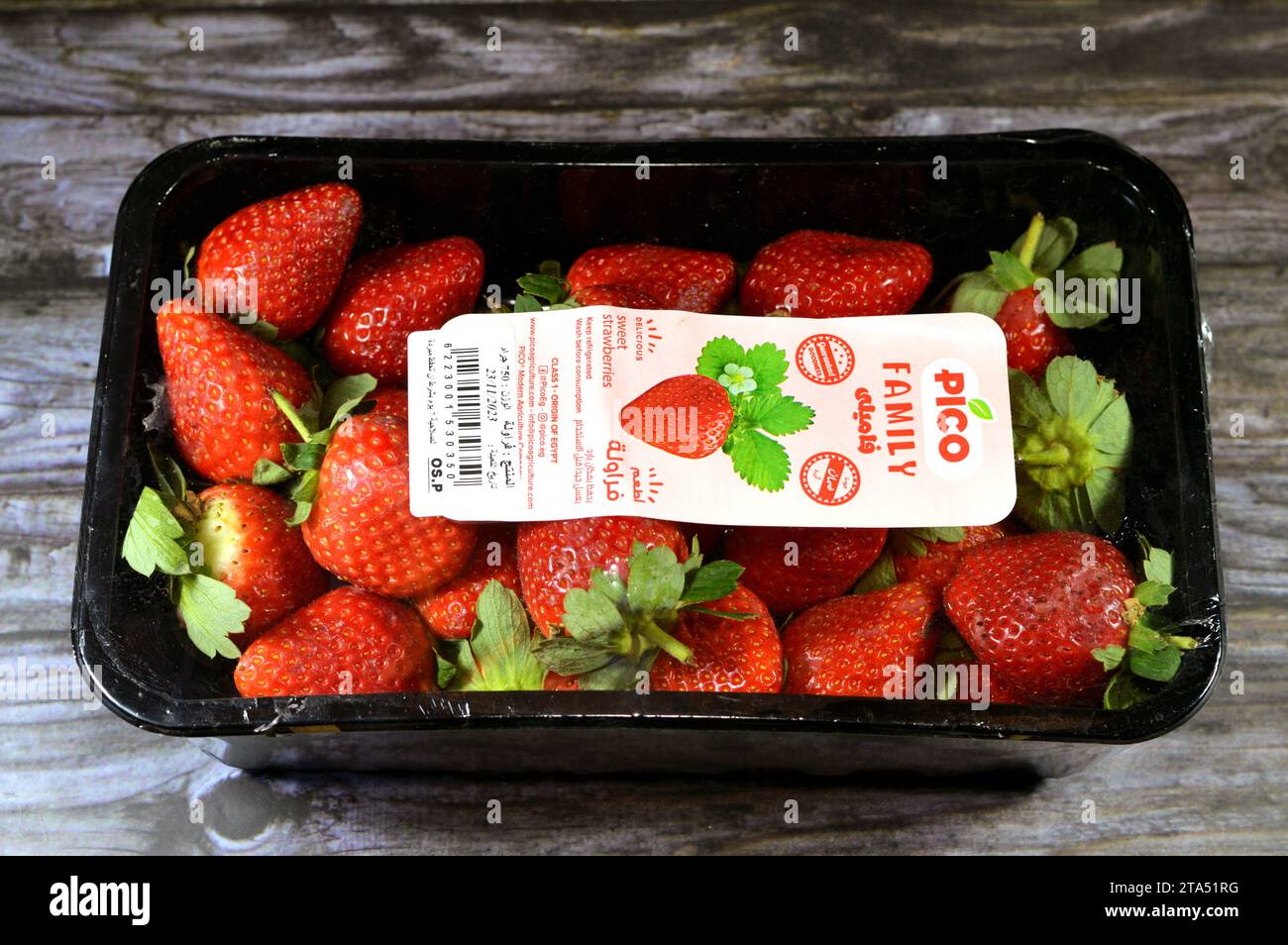 Cairo, Egypt, November 24 2023: Pico family sweet strawberry, the ...