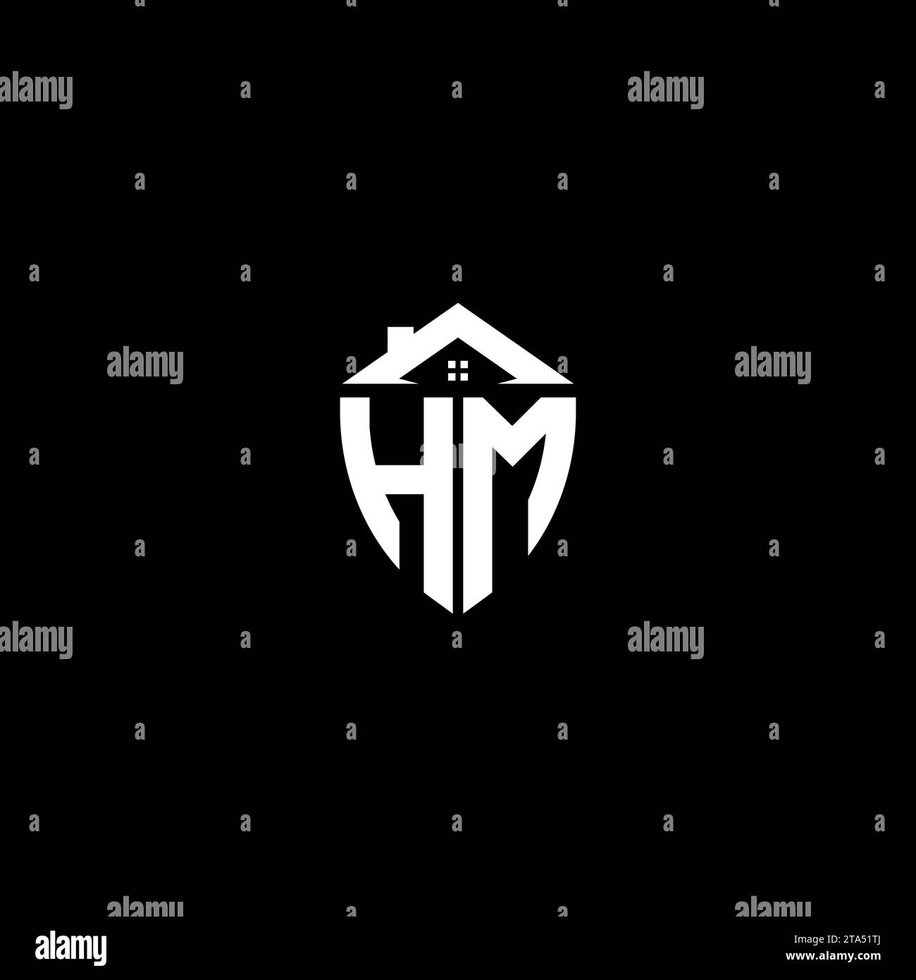 HM initials premium shield logo monogram with home designs modern ...