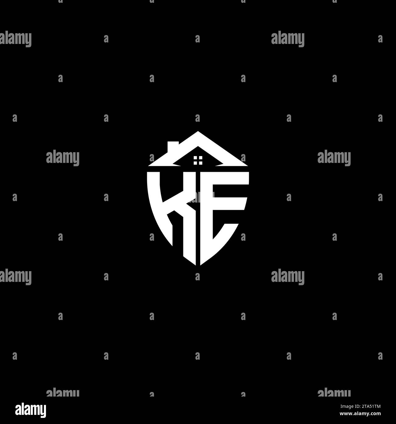 KE initials premium shield logo monogram with home designs modern ...