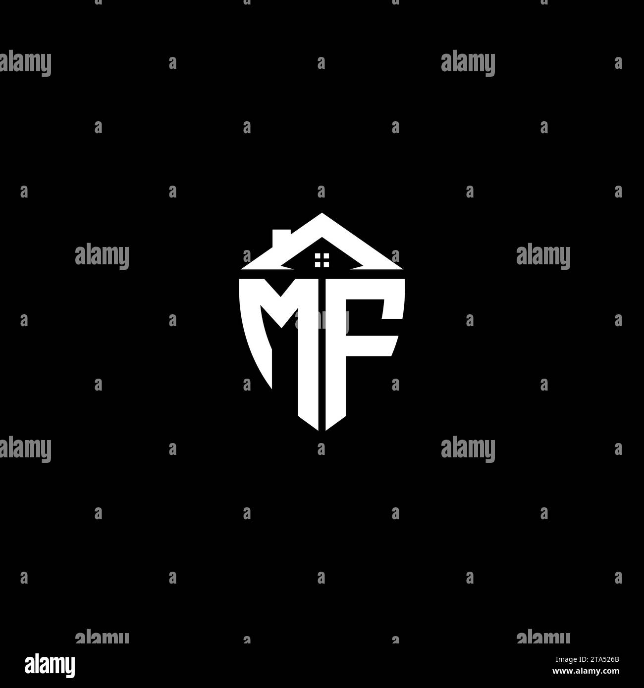 MF initials premium shield logo monogram with home designs modern ...