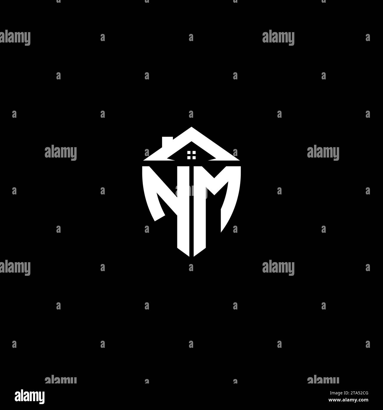 NM initials premium shield logo monogram with home designs modern ...