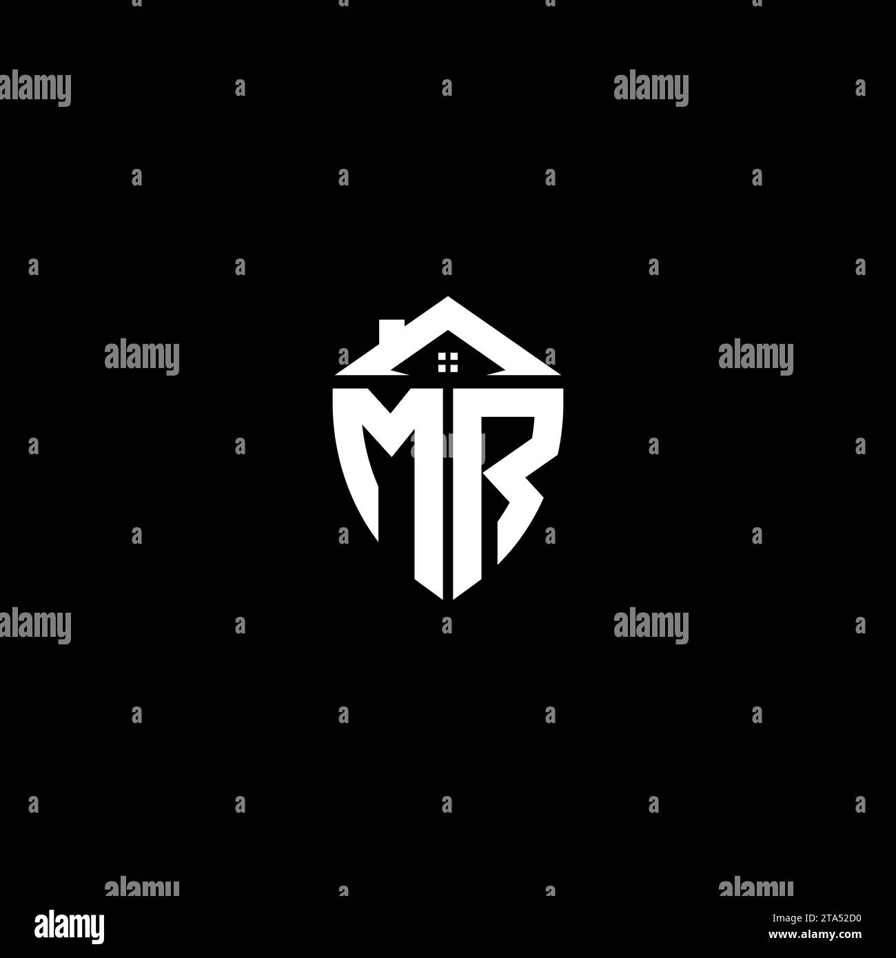 MR initials premium shield logo monogram with home designs modern ...