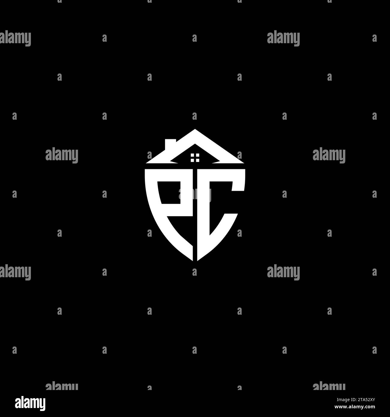 PC initials premium shield logo monogram with home designs modern ...