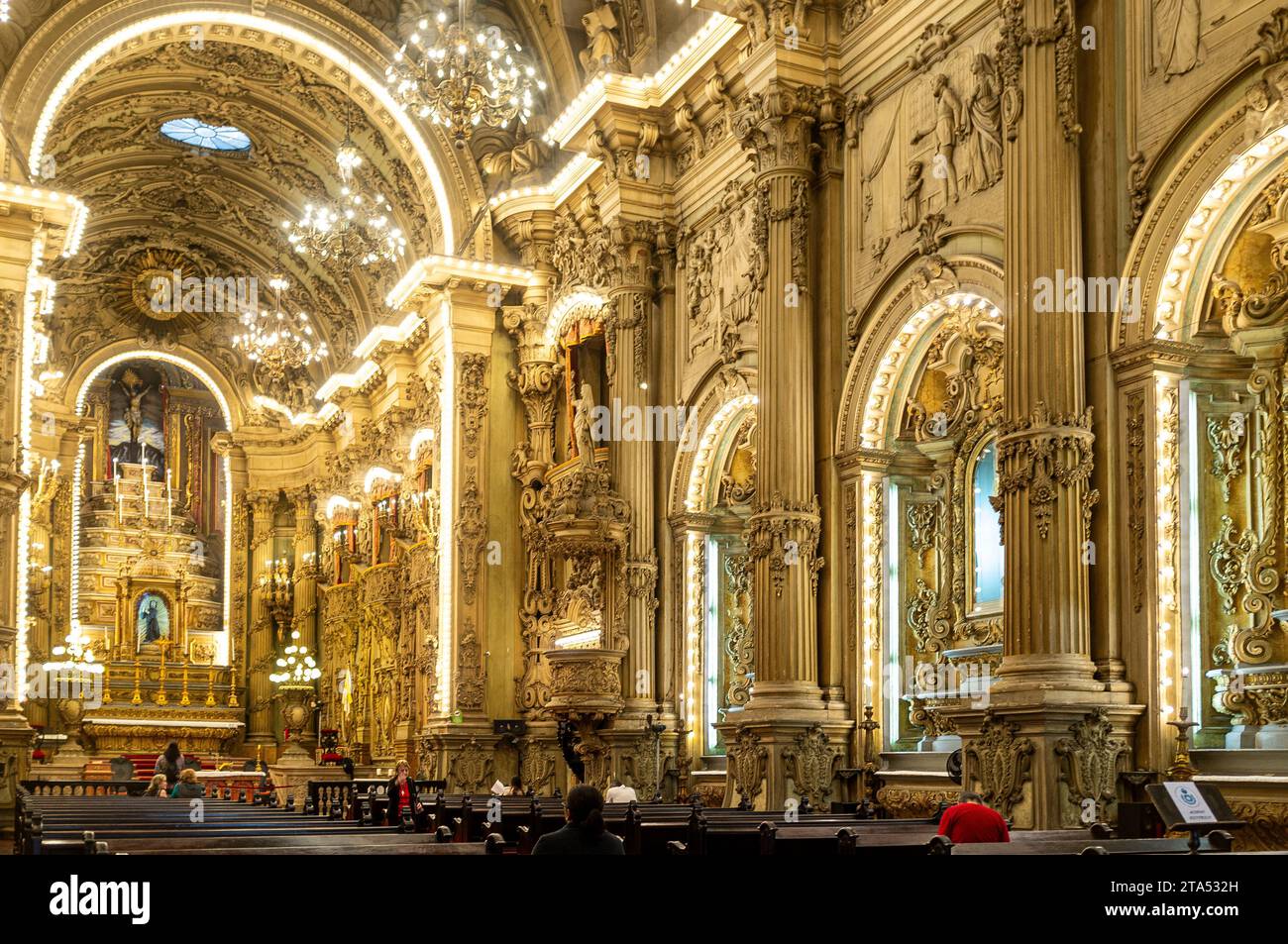 Interior of Sao Francisco de Paula church at downtown Rio de Janeiro ...
