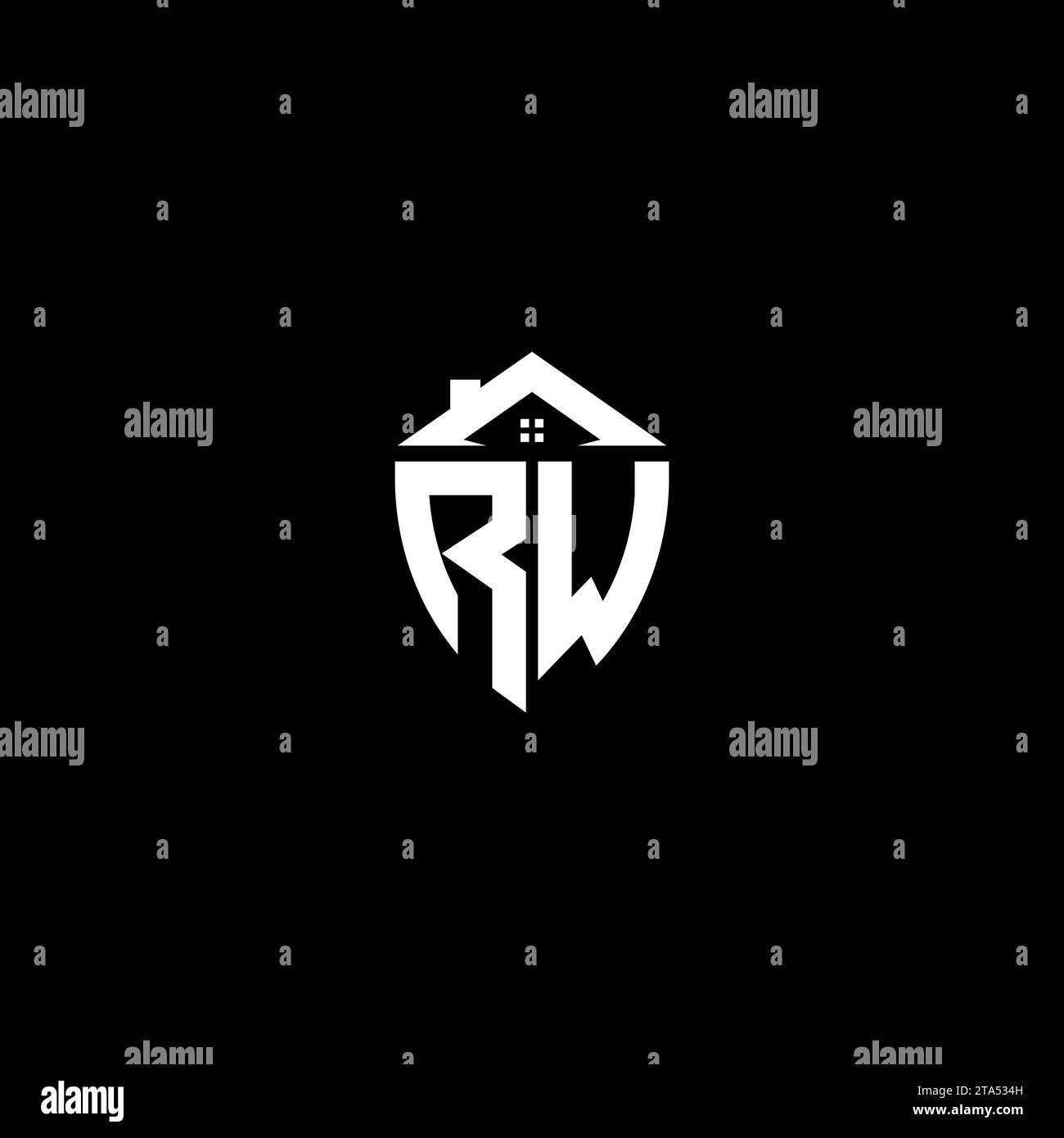 RW initials premium shield logo monogram with home designs modern ...