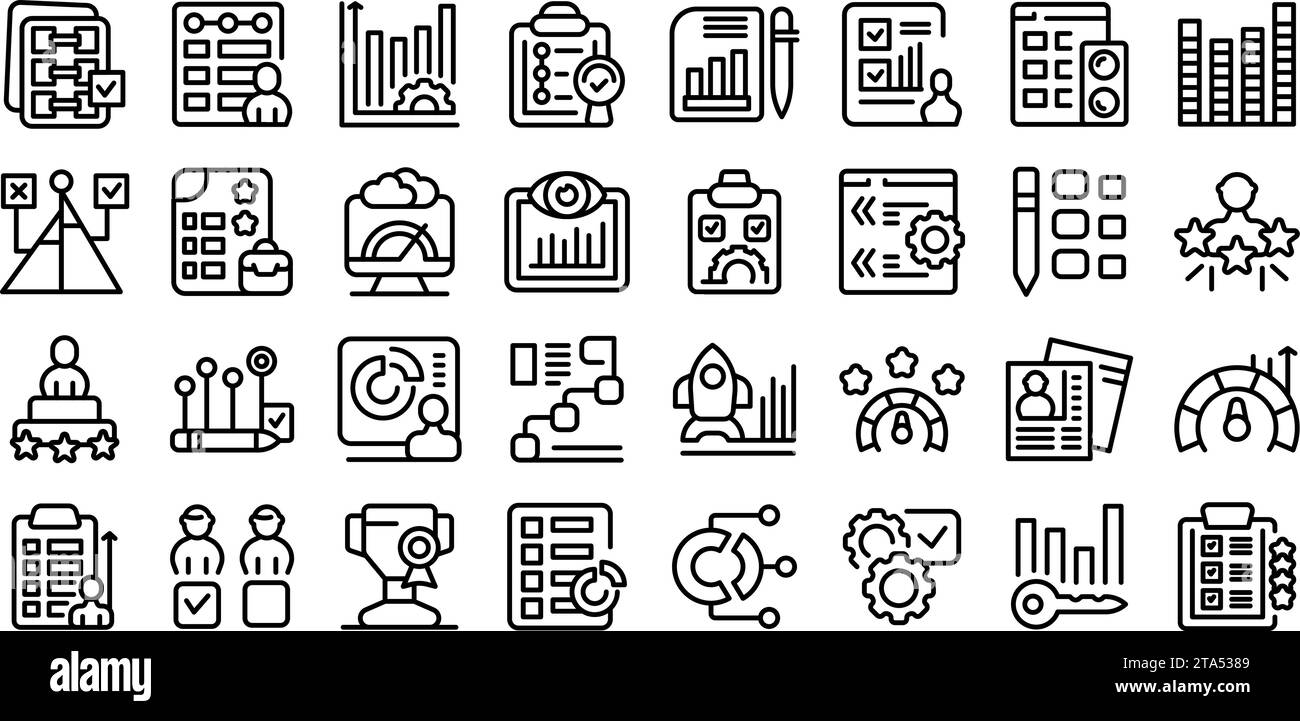Performance Evaluation icons set outline vector. Marketing business ...