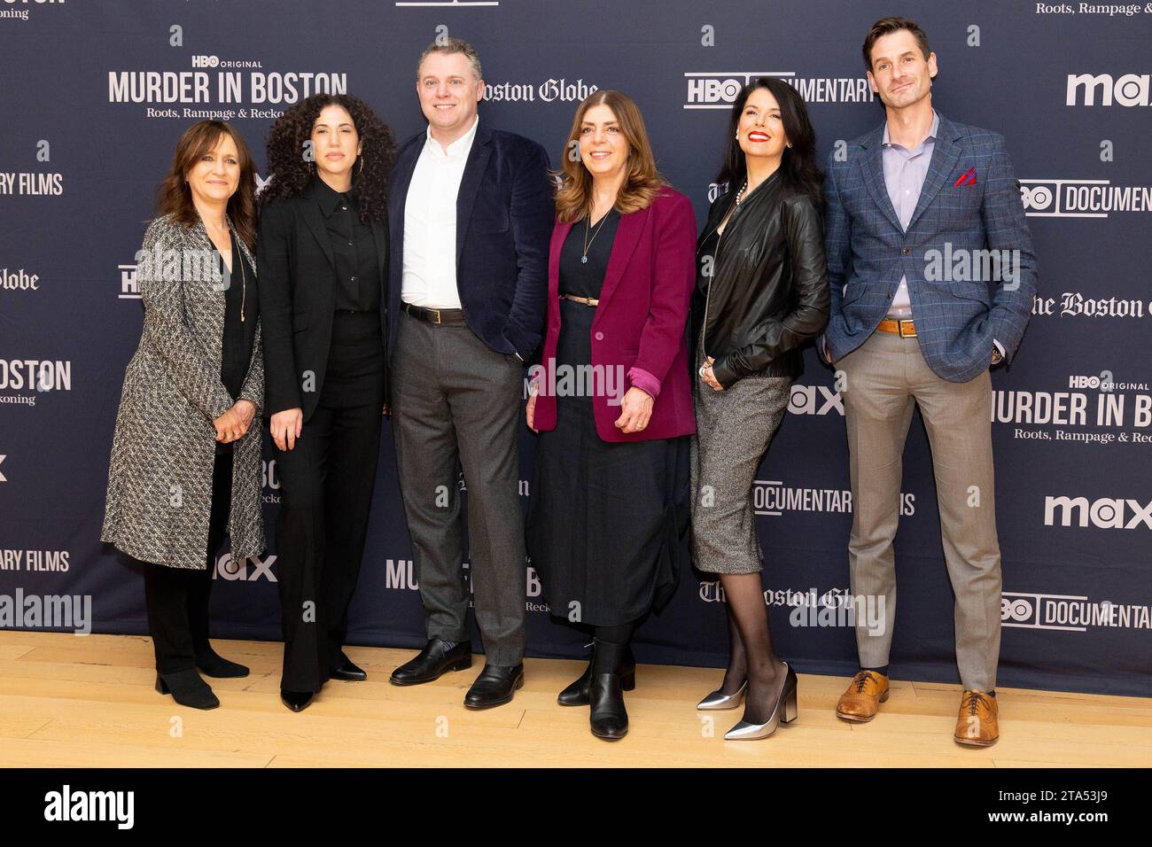 BOSTON, MA - NOVEMBER 28: Lisa Heller, Sara Rodriguez, Jason Hehir ...