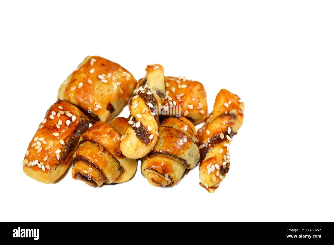 Pastry stuffed with dates and topped with sesame seeds or Ka'ab El ...