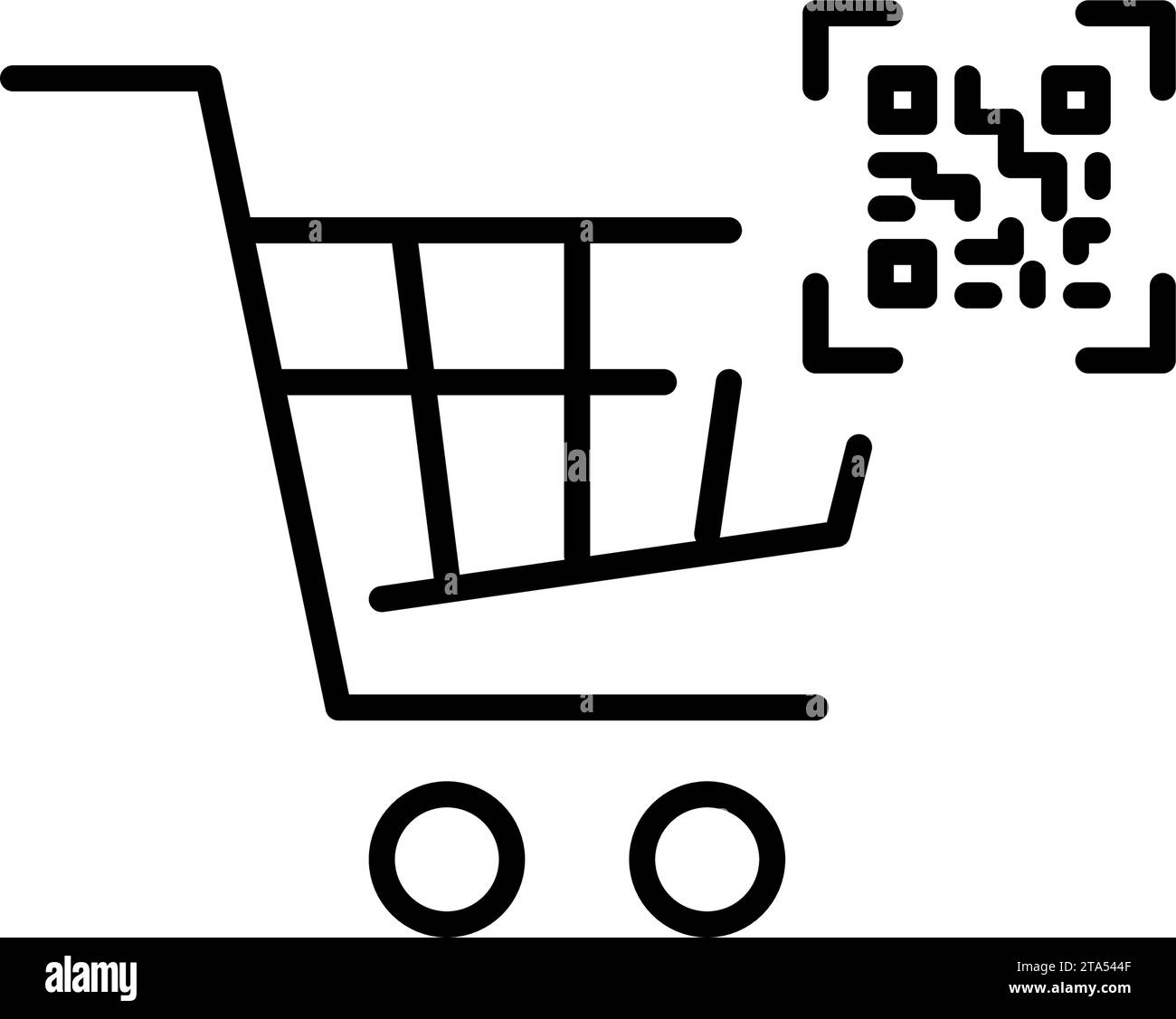 Smart shopping cart. Pixel perfect, editable stroke Stock Vector Image ...