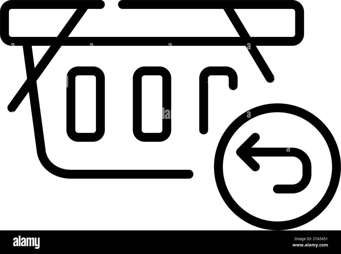 Shopping basket with return arrow symbol. Pixel perfect, editable ...
