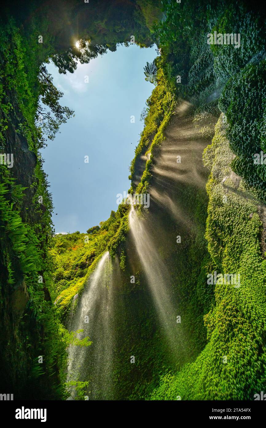 Beautiful waterfalls in sunny day,Bottom view Madakaripura Waterfall is ...