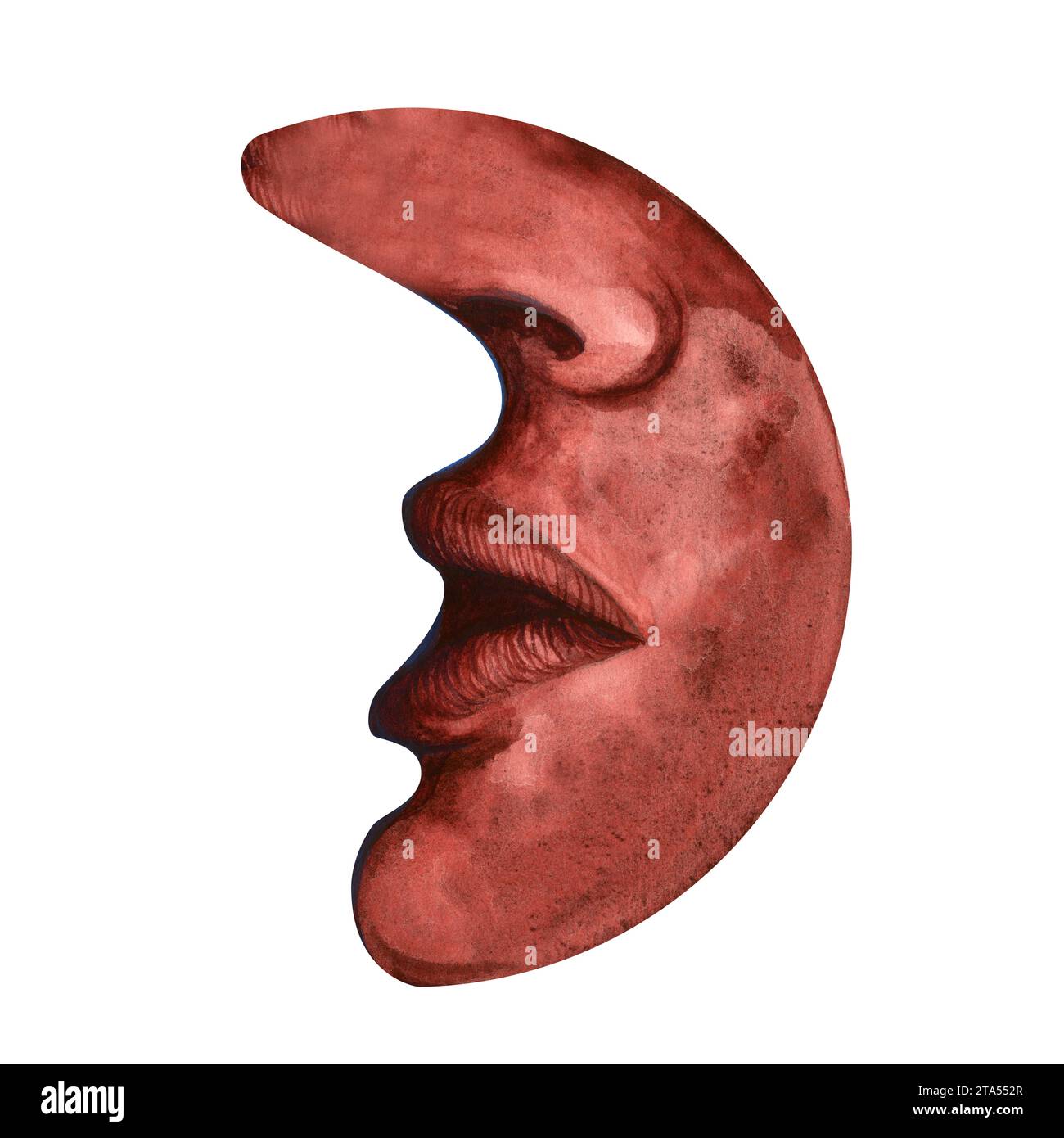 Watercolor moon and crescents with the outlines of a tender romantic ...