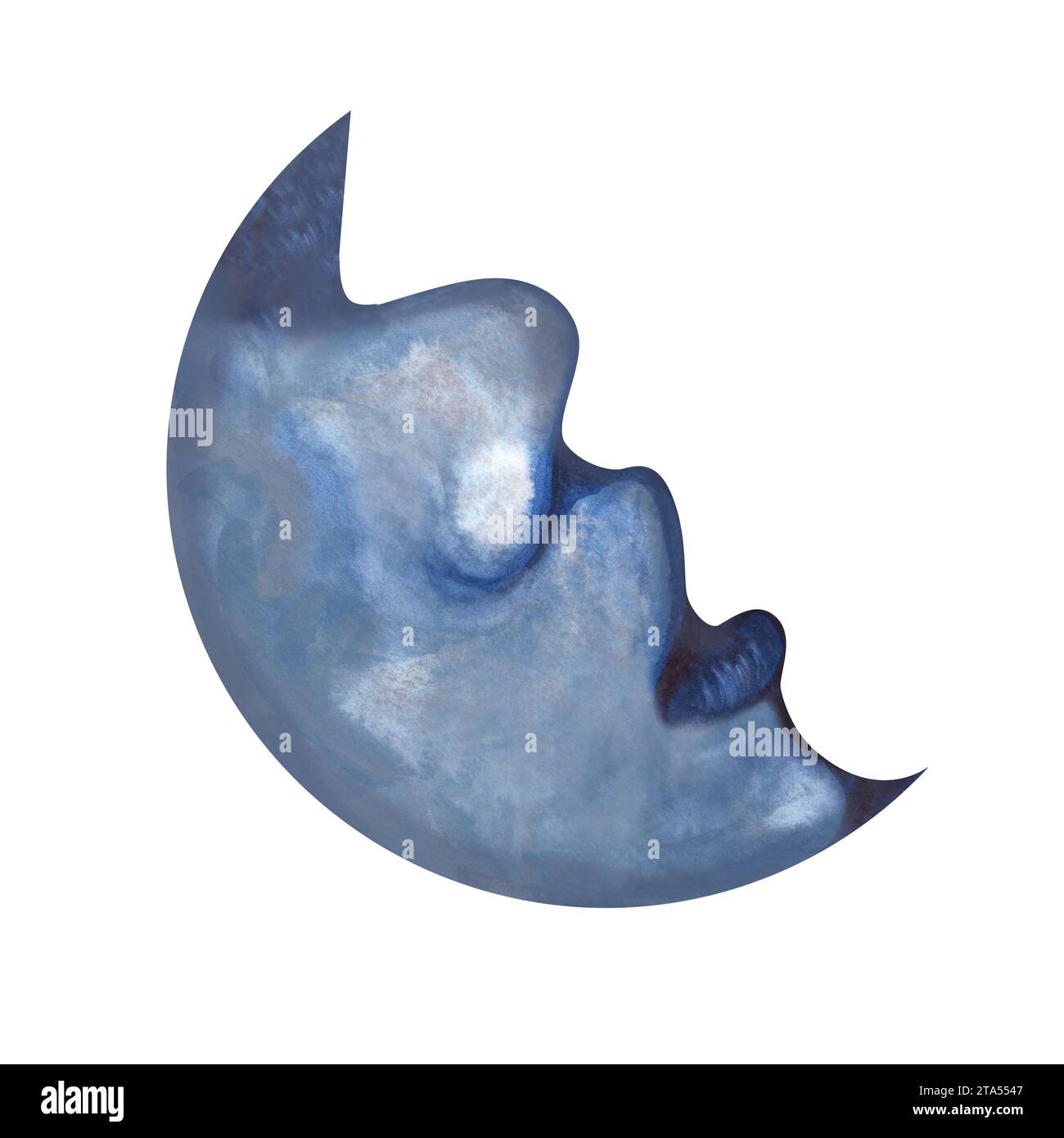 Watercolor moon and crescents with the outlines of a tender romantic ...