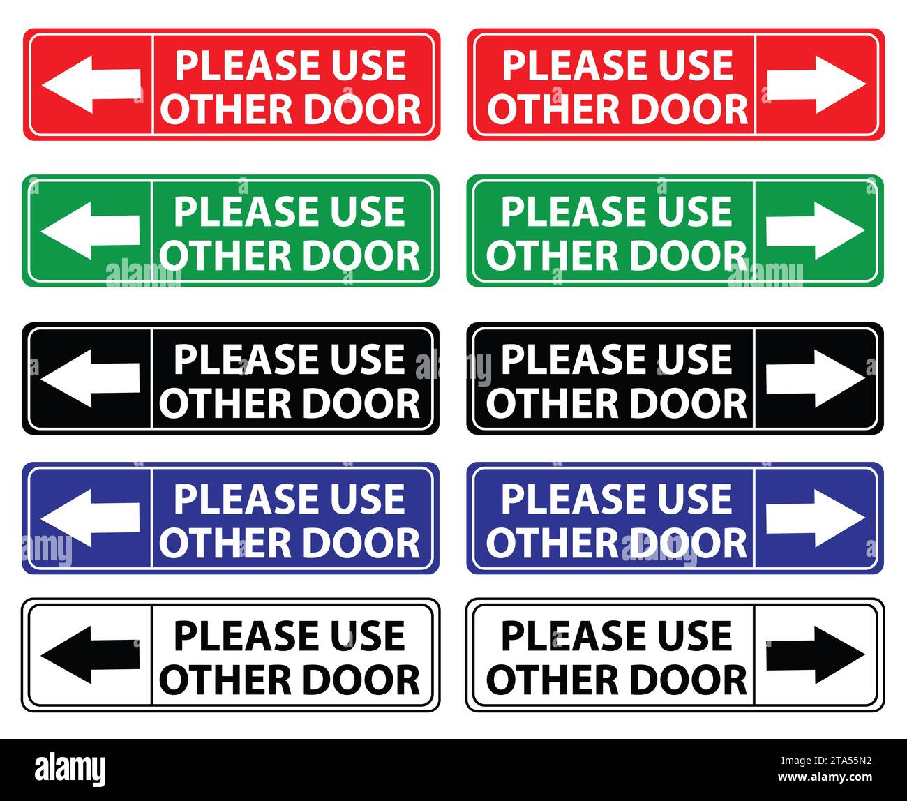 Please use other door graphic icon. Information label sign. Notice text ...