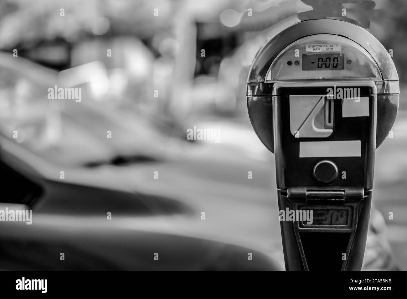 Selective focus on an expired parking meter with no time left Stock ...