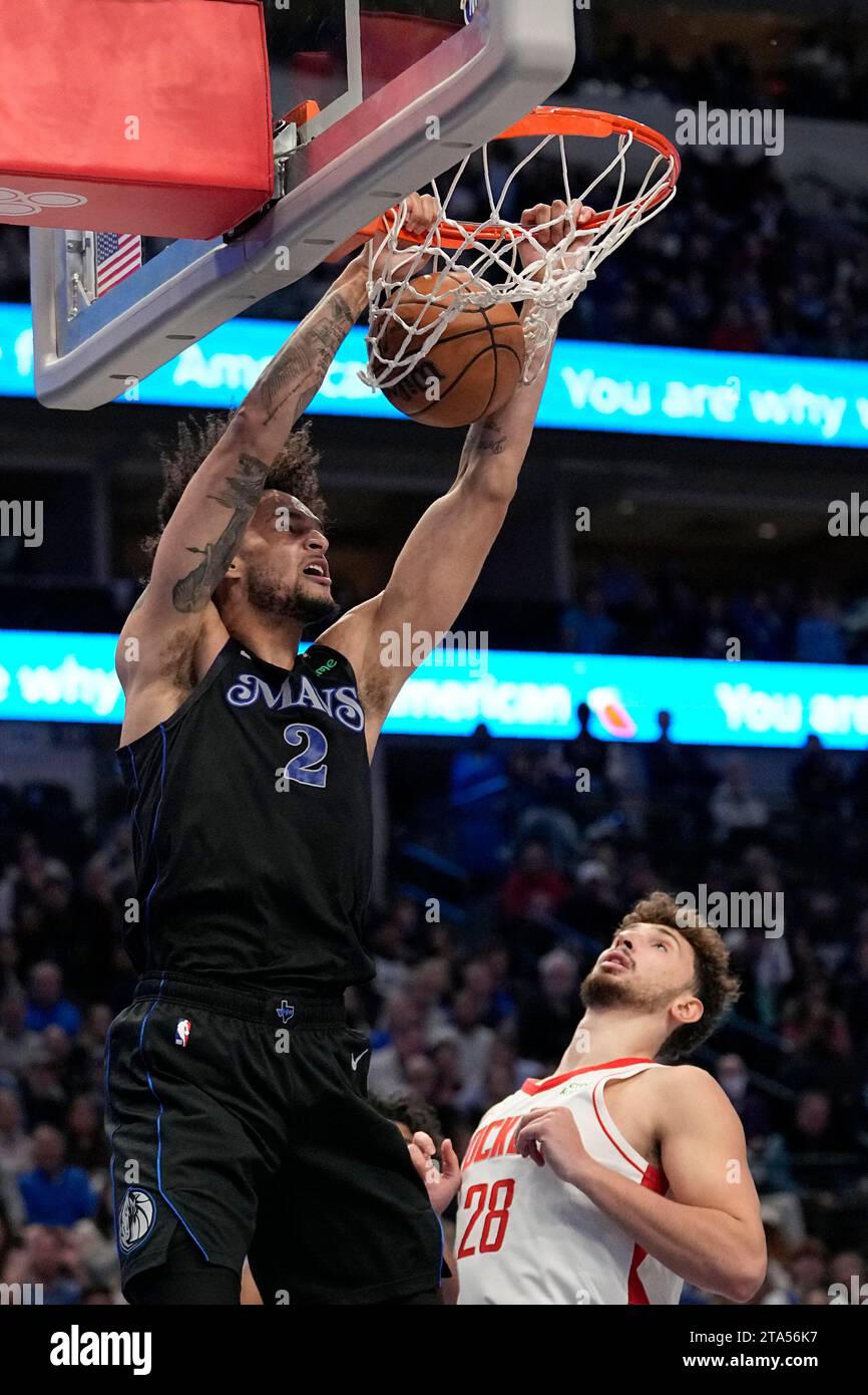 Dallas Mavericks center Dereck Lively II (2) dunks the ball over ...