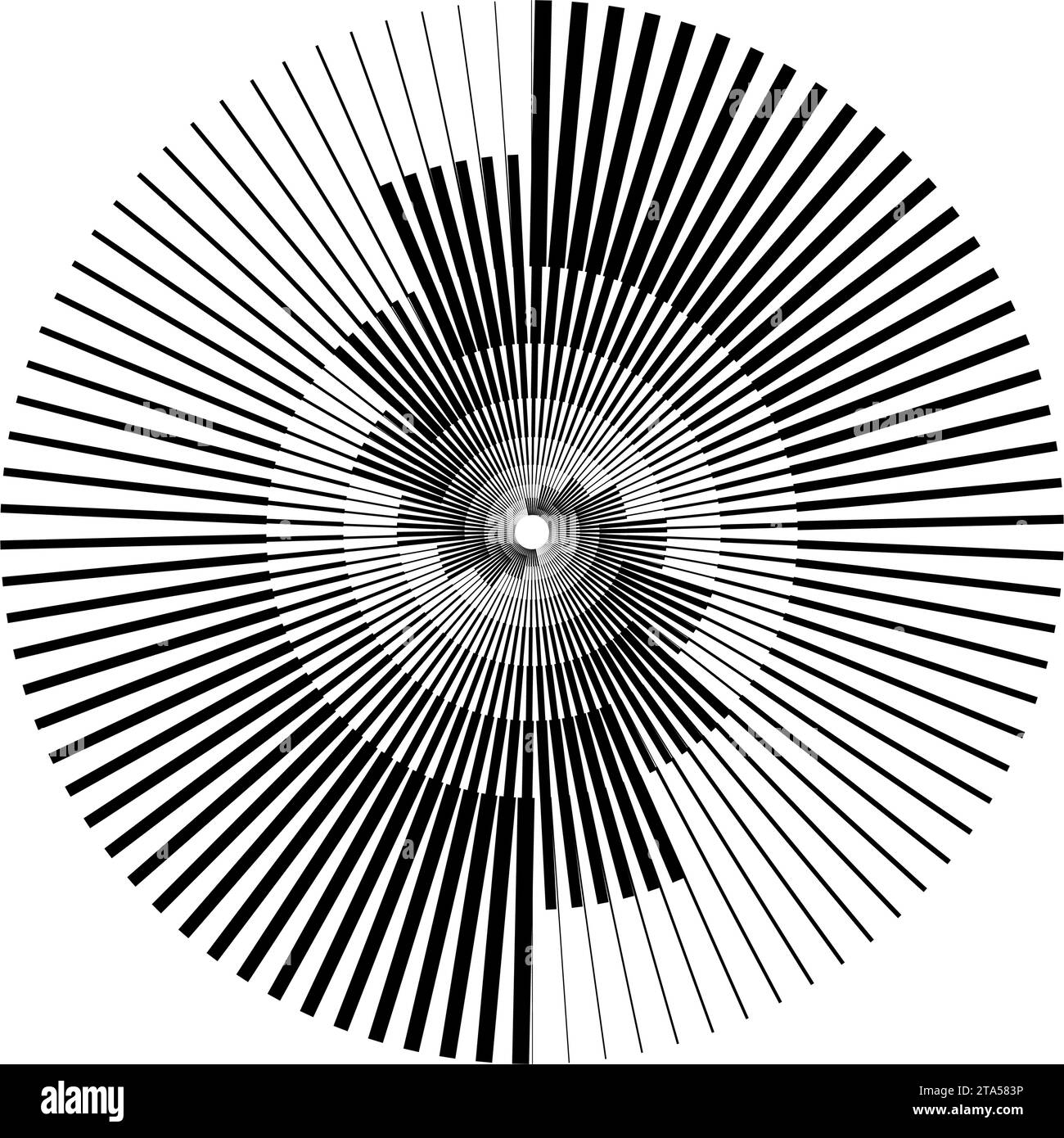 Radial abstract pattern. Black and white ray and beam lines shape ...