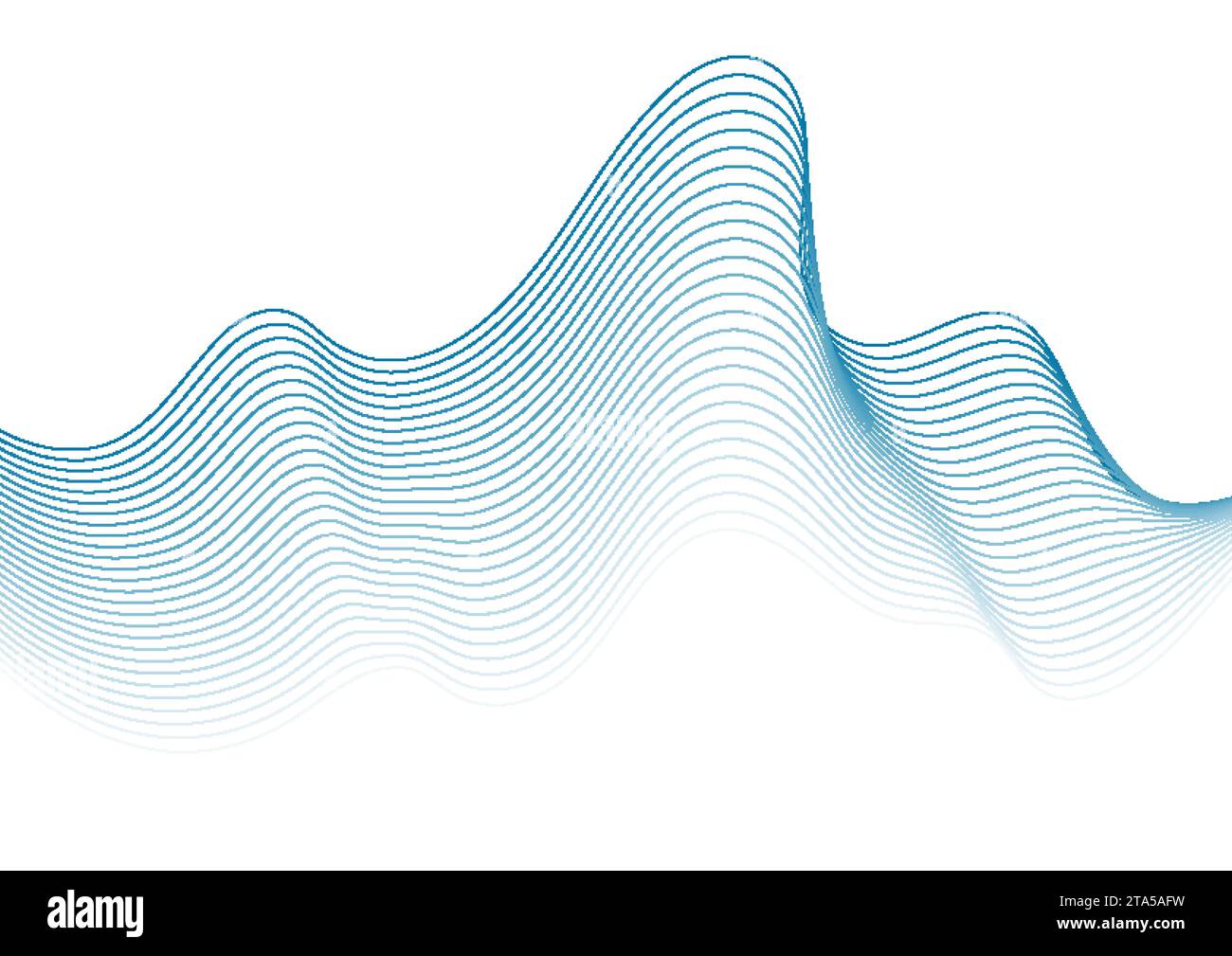 Blue minimal wavy lines abstract elegant background. Vector design ...