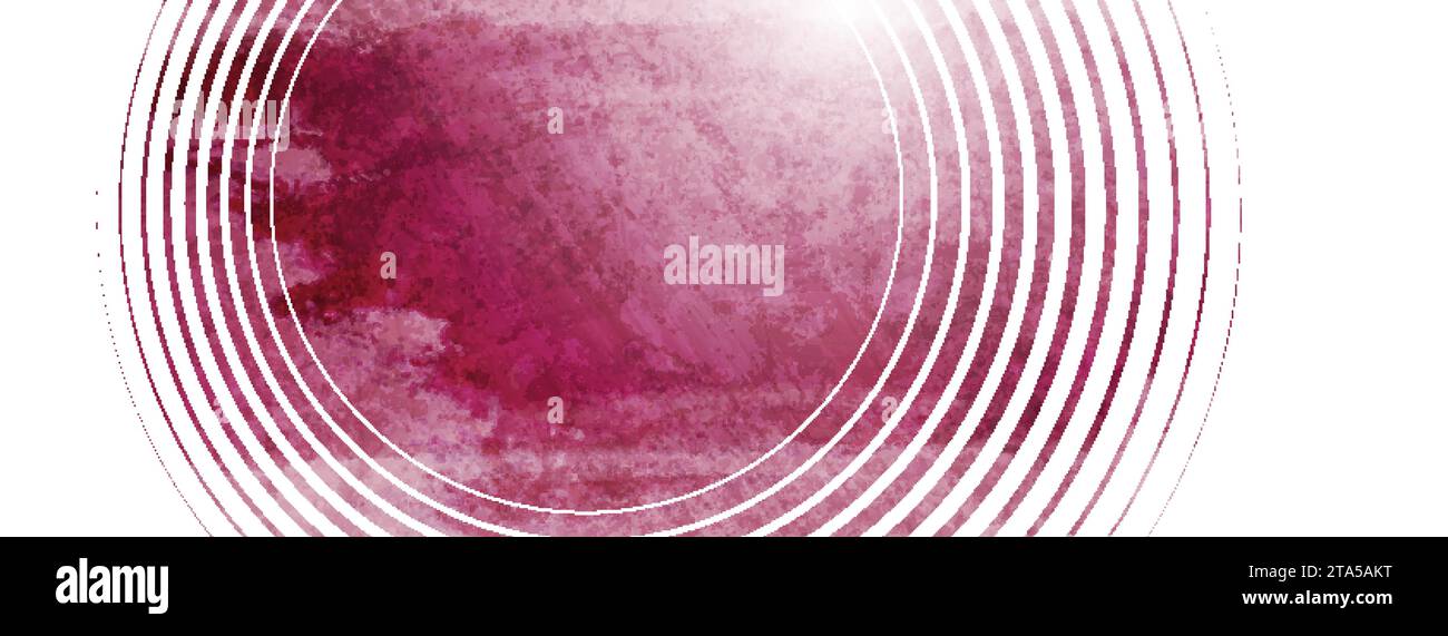 Red grunge geometric background with minimal round lines. Vector banner ...