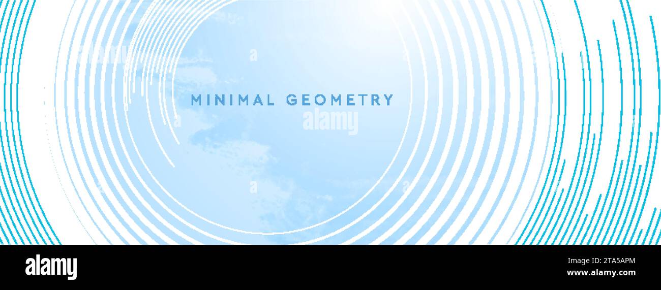 Blue white grunge geometric background with minimal round lines. Vector ...