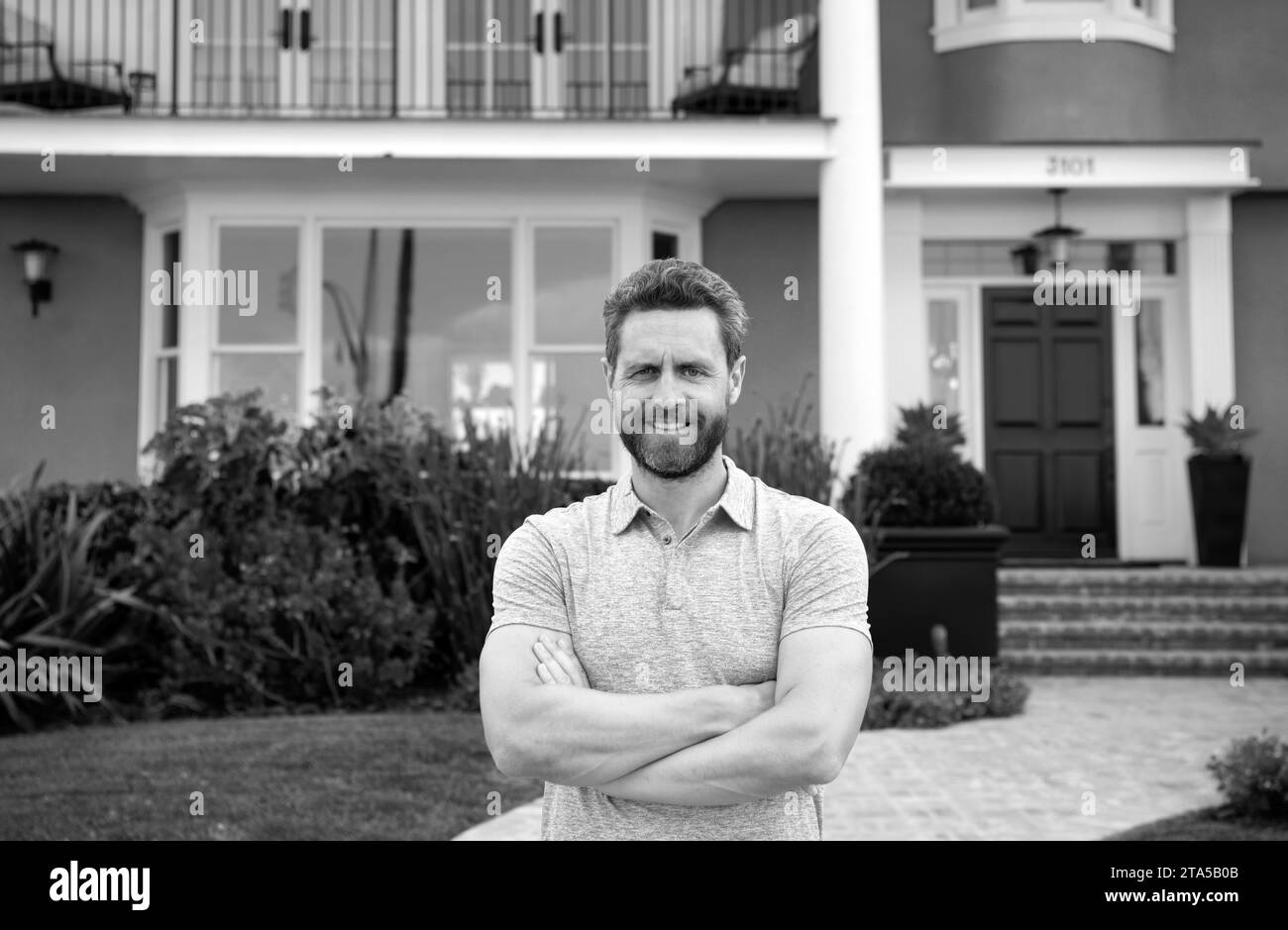Home ownership new home outside Black and White Stock Photos & Images ...