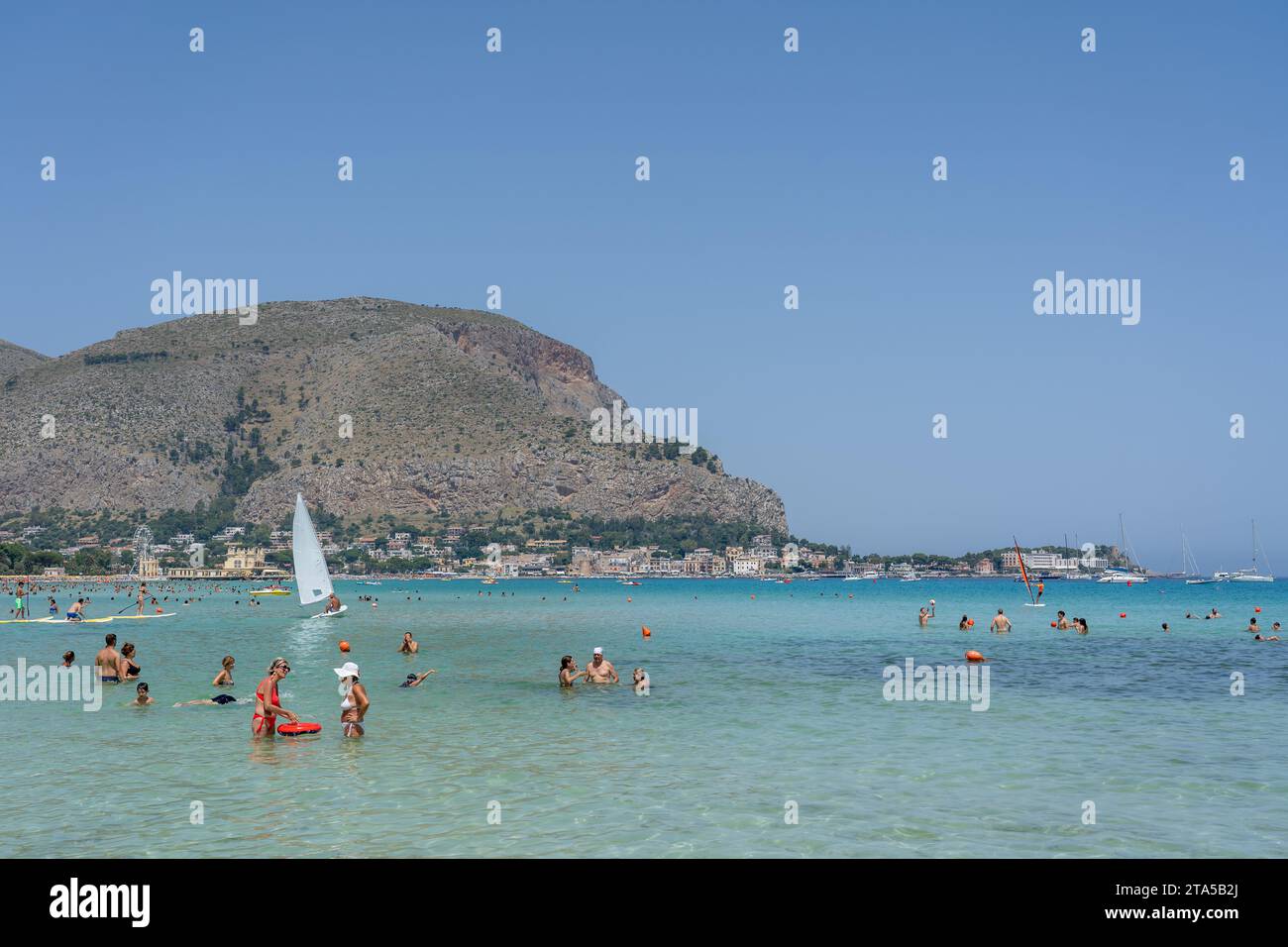 Mondello Beach on Sicily, Italy Stock Photo - Alamy