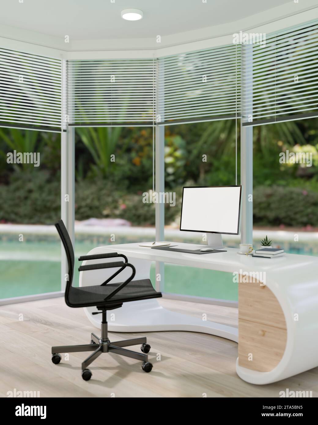 Interior design of a modern private office room or home office with a ...